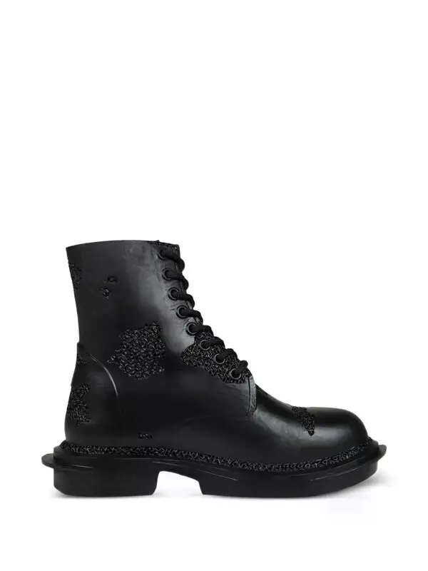 HYACYN 3d-print Lace-up Boots