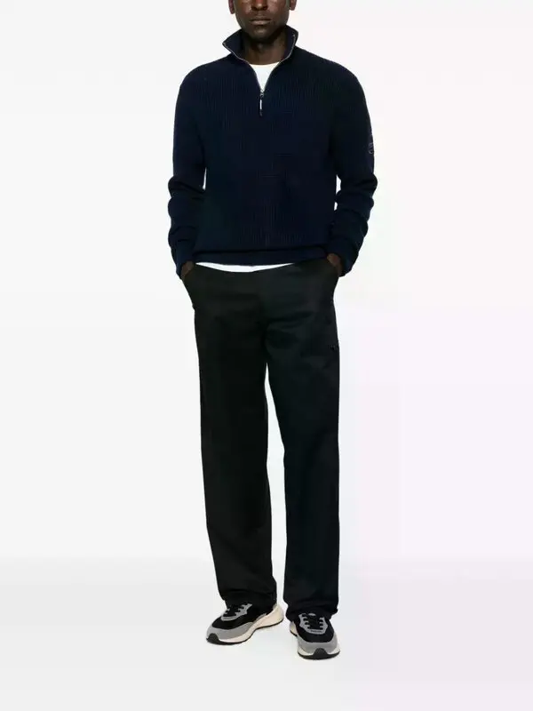 MURPHY&NYE Ribbed-knit Quarter-zip Sweater - Blue