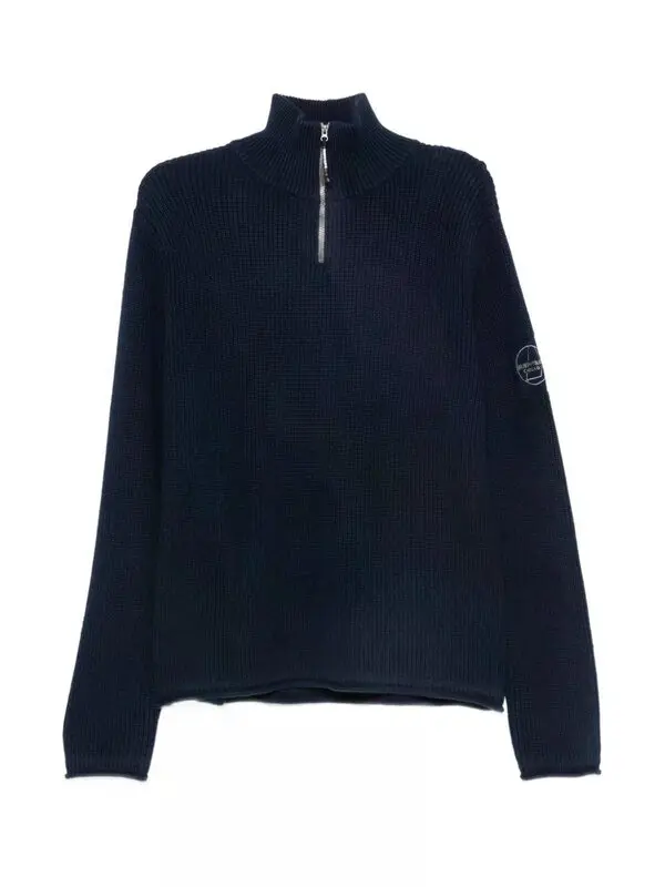 MURPHY&NYE Ribbed-knit Quarter-zip Sweater - Blue