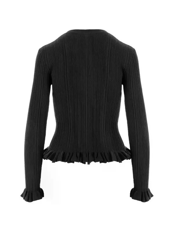 PATOU Ruffled Ribbed-knit Sweater