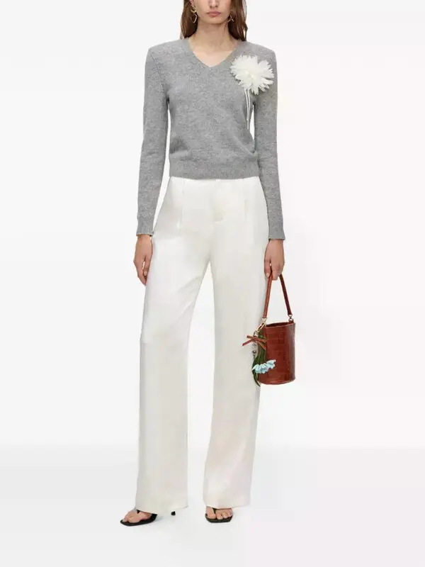 SELF-PORTRAIT Flower Wool Jumper - Grey