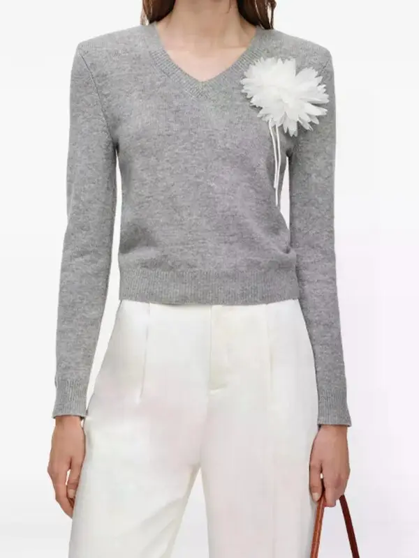 SELF-PORTRAIT Flower Wool Jumper - Grey