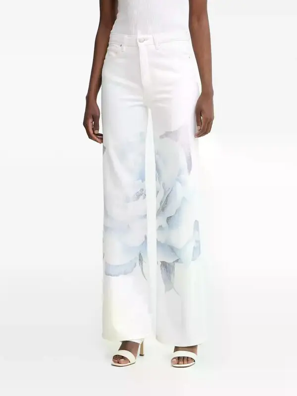 Guess Floral-print Logo-patch Jeans