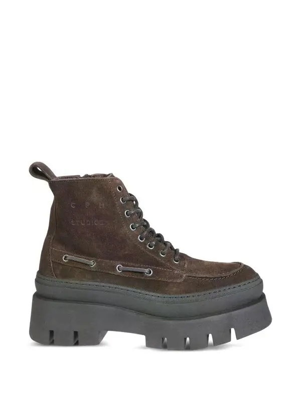 SUMMERY COPENHAGEN Suede Chunky-sole Boots - Brown