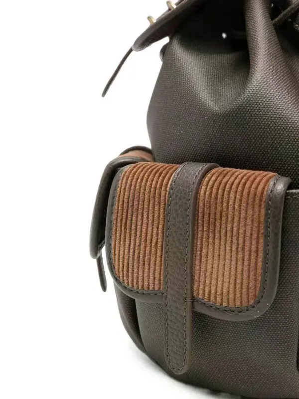 COCCINELLE Corduroy-panel Leather-trim Backpack
