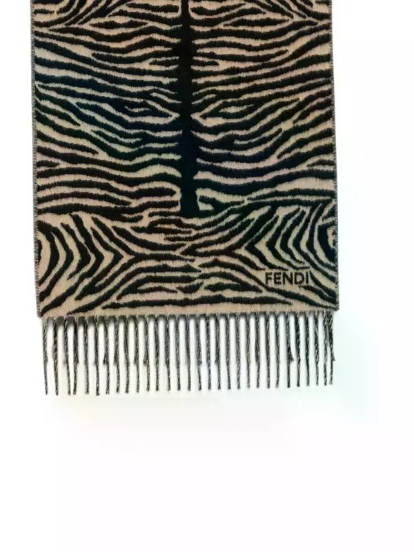 Fendi Tiger-print Fringed Scarf - Neutrals