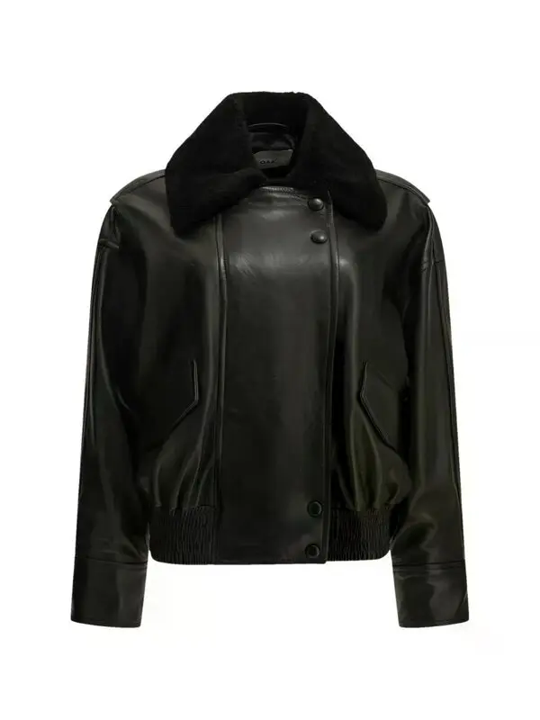 IVY OAK Shearling-collar Leather Coat