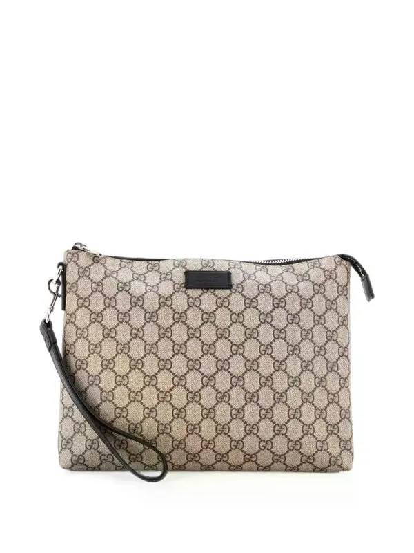 Gucci Wristlet Zip Gg Coated Canvas Medium Pouch