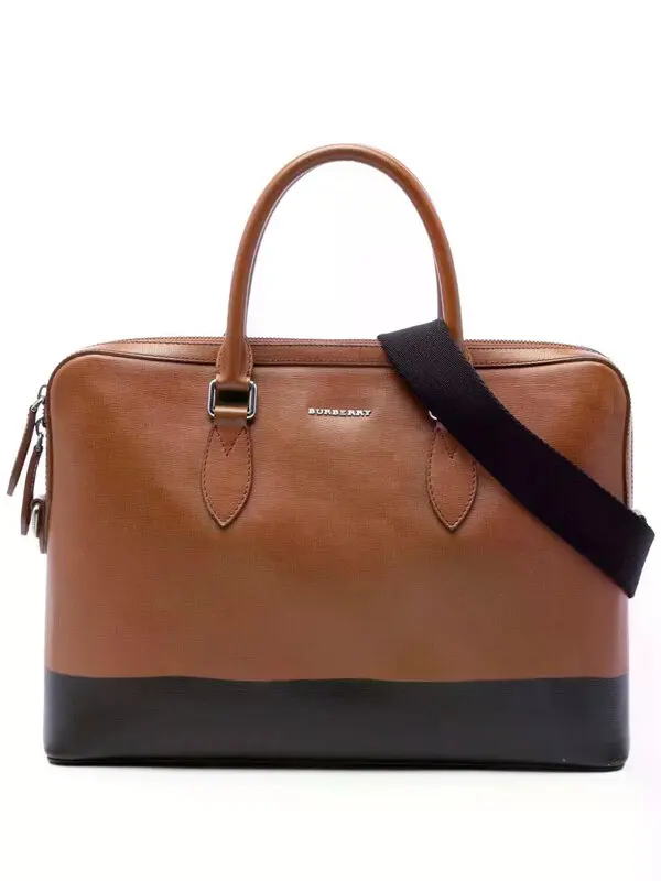 Burberry Bicolor Leather Barrow Business Bag