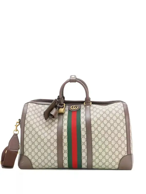 Gucci Savoy Web Convertible Duffle Bag - Brown