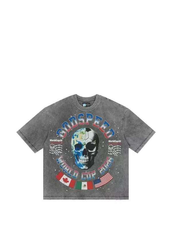GODSPEED Planet Fútbol Acid-wash T-shirt - Grey