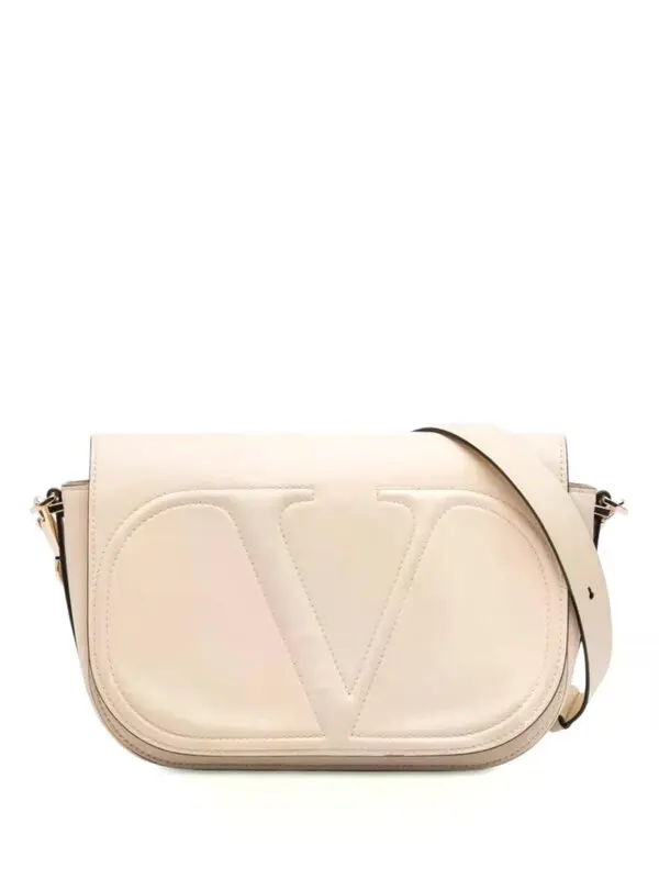 Valentino Garavani 2018-2026 Medium Calfskin Vlogo Walk Crossbody Bag - White