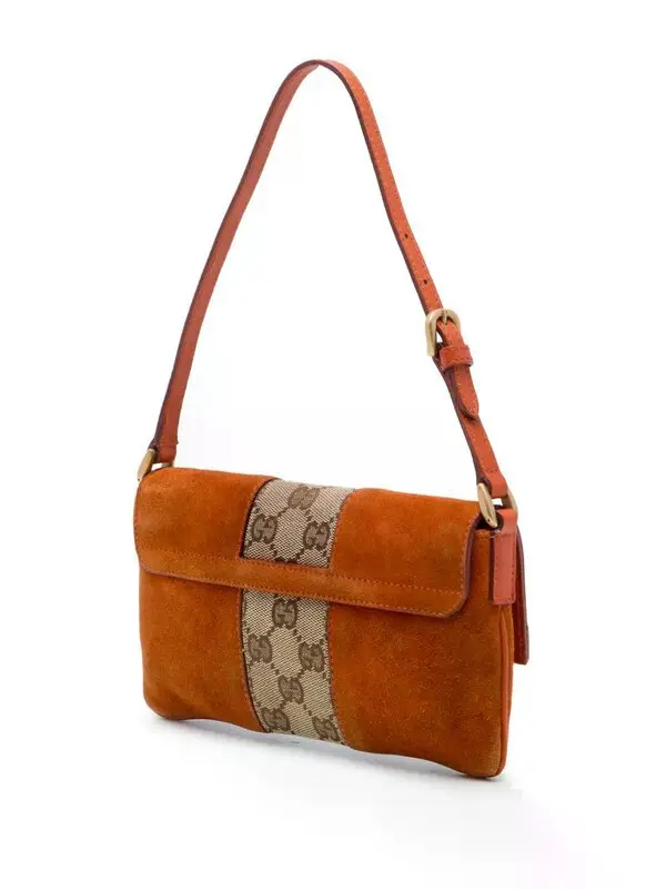 Gucci Gg Canvas And Suede Nailhead Shoulder Bag