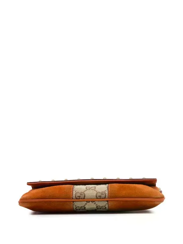 Gucci Gg Canvas And Suede Nailhead Shoulder Bag