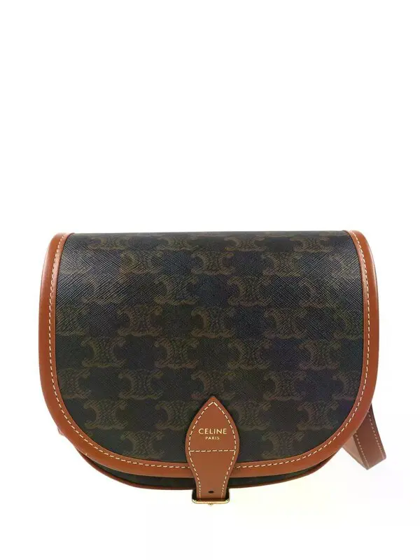 Celine 2020-2026 Medium Triomphe Coated Canvas Folco Crossbody Bag - Brown