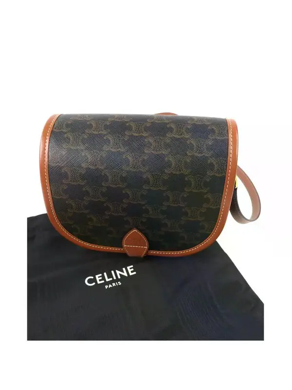 Celine 2020-2026 Medium Triomphe Coated Canvas Folco Crossbody Bag