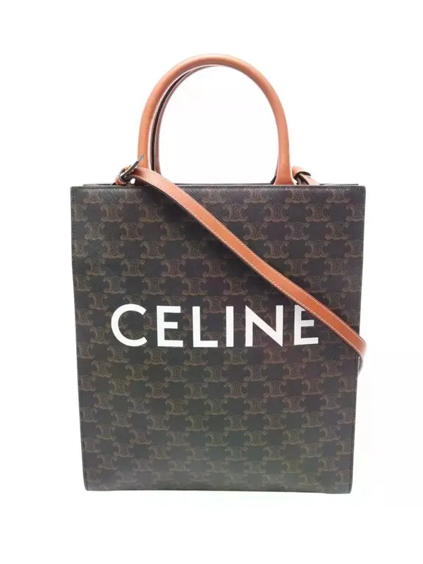 Celine 2000-2026 Small Triomphe Coated Canvas Vertical Cabas Tote Satchel