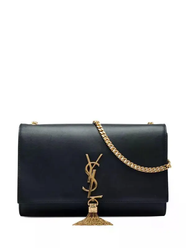 Saint Laurent 2017 Medium Smooth Calfskin Classic Monogram Kate Tassel Crossbody Bag - Black