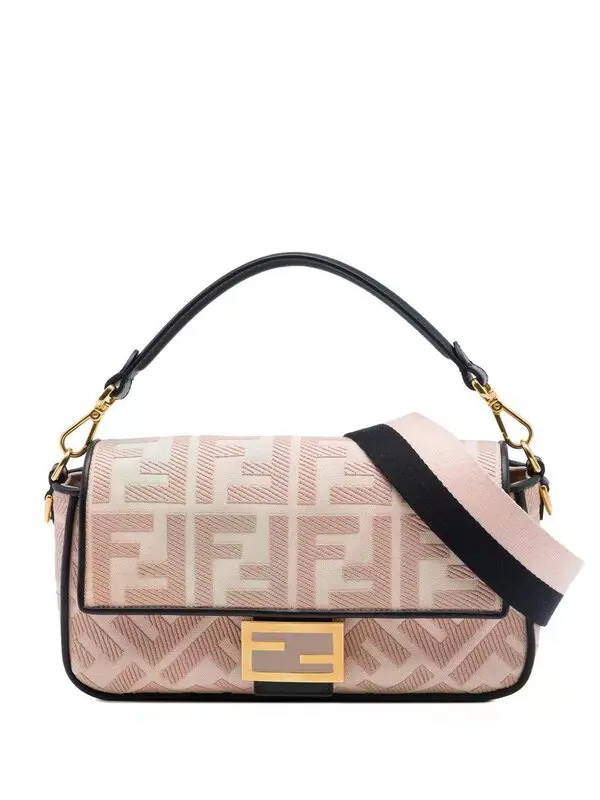 Fendi 2010-2026 Zucca Embroidered Canvas Baguette Satchel