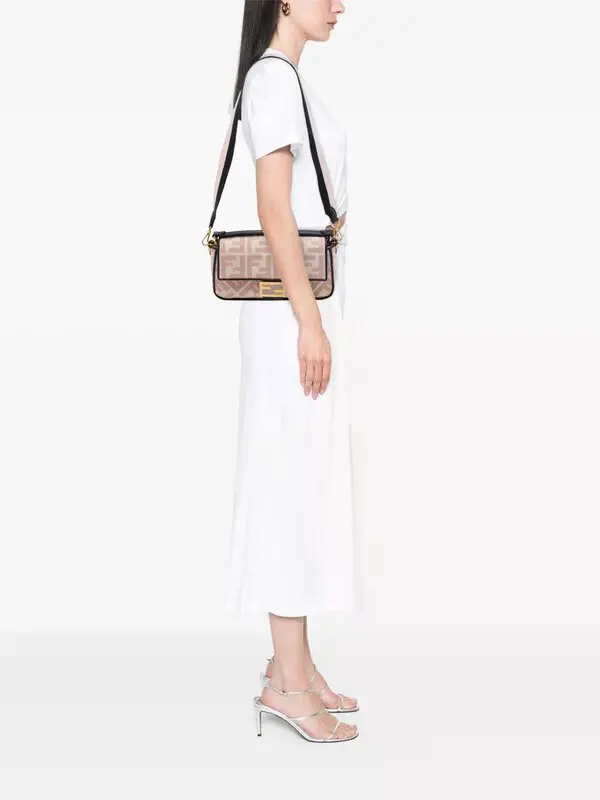 Fendi 2010-2026 Zucca Embroidered Canvas Baguette Satchel