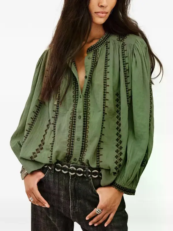 Ba&sh Mona Embroidered Long-sleeved Shirt