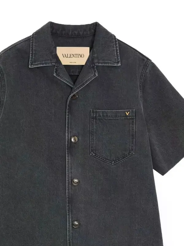 Valentino Garavani Denim Bowling Shirt With Vgold
