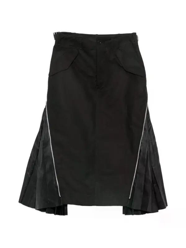 Sacai Zip-detail Pleated Midi Skirt - Black