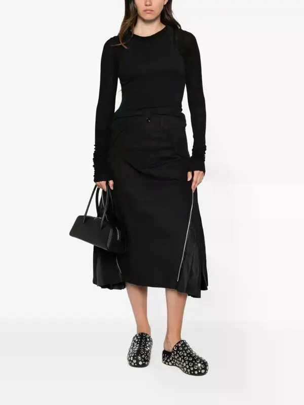 Sacai Zip-detail Pleated Midi Skirt