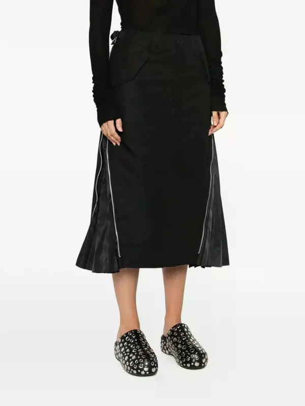 Sacai Zip-detail Pleated Midi Skirt