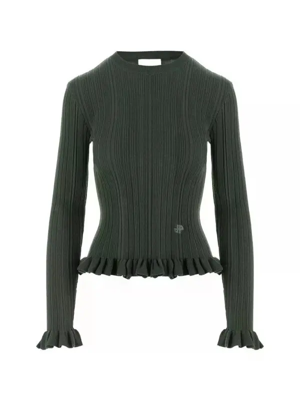 PATOU Ruffled Ribbed Sweater - Green