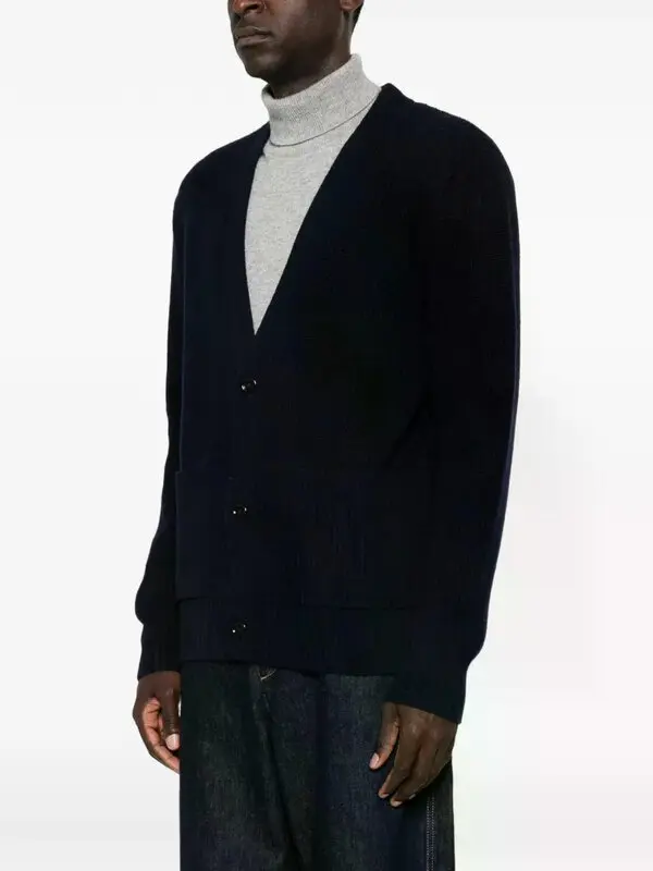 LARDINI Ribbed-knit V-neck Cardigan