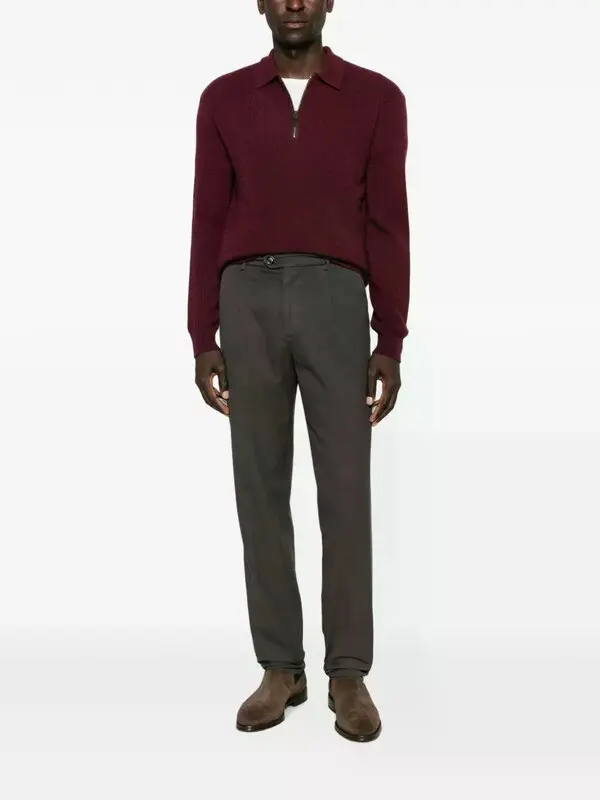 Canali Half-zip Textured-knit Sweater