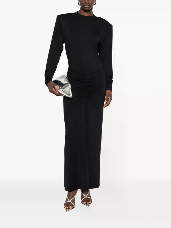 Andamane Padded-shoulder Ruched Dress