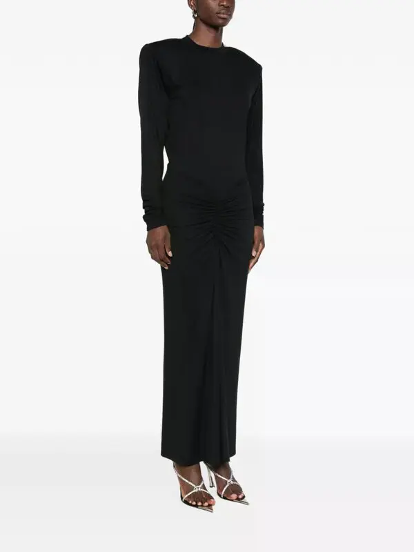 Andamane Padded-shoulder Ruched Dress