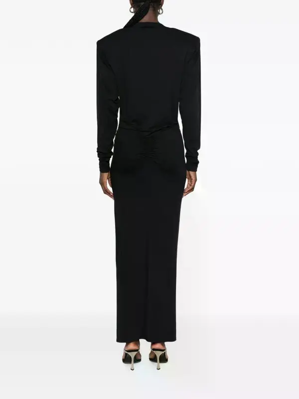 Andamane Padded-shoulder Ruched Dress