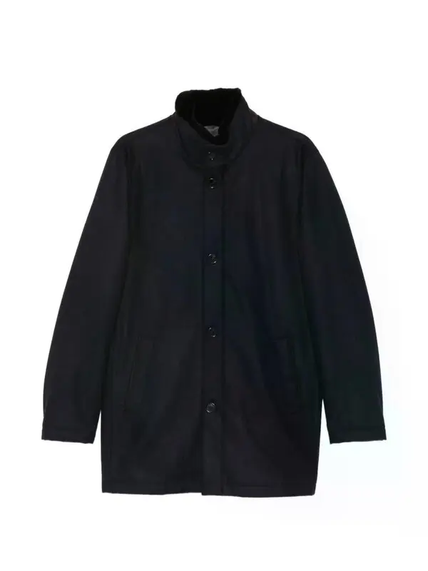 MANDELLI Fur-trimmed High-neck Coat - Blue