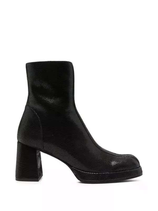 Chie Mihara Kanna49 Lizard-effect Platform Ankle Boots - Black