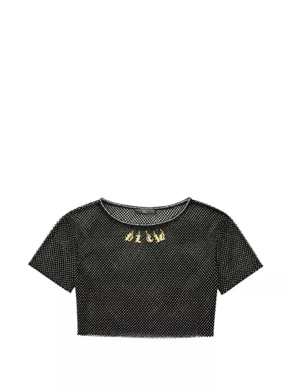 Philipp Plein Mesh Cropped Top Crystal-charms