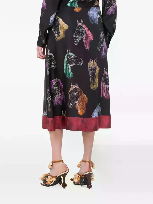 Moschino Horse-print Midi Skirt