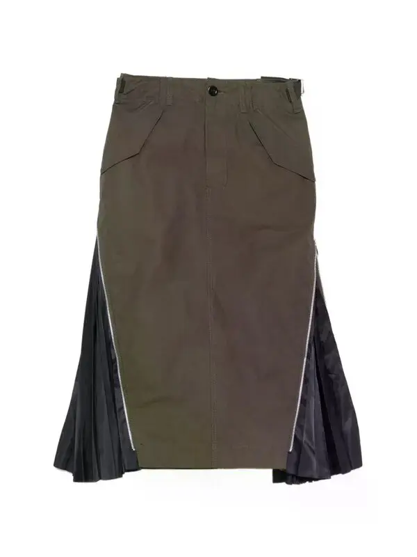 Sacai Pleated-panel Zip-detail Mid Skirt - Grey