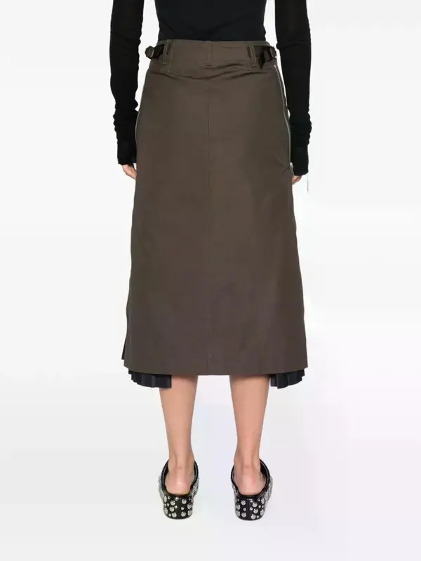 Sacai Pleated-panel Zip-detail Mid Skirt