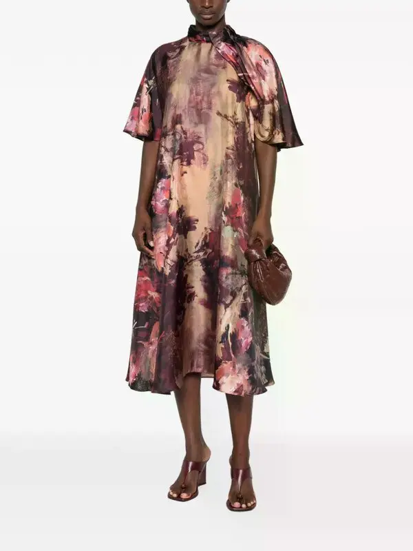 Antonio Marras Floral-print Tie-neck Dress