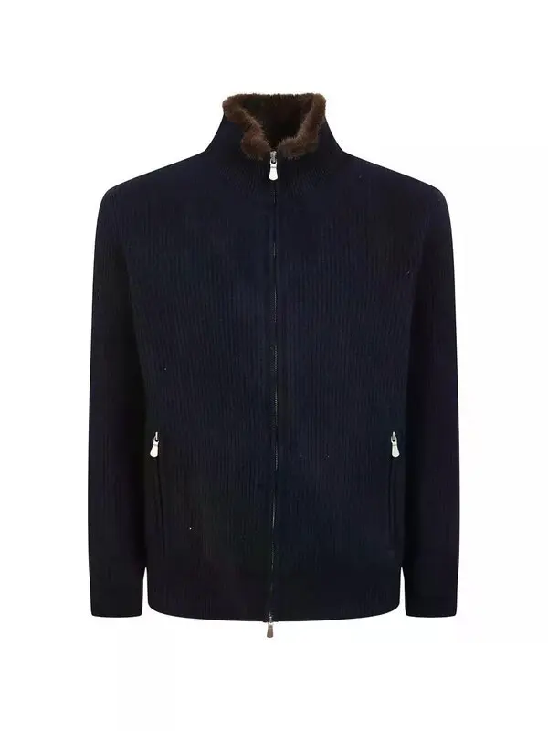 BARBA NAPOLI Ribbed-knit Zip-up Sweater