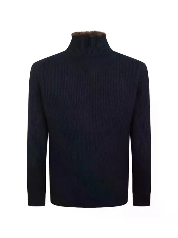 BARBA NAPOLI Ribbed-knit Zip-up Sweater