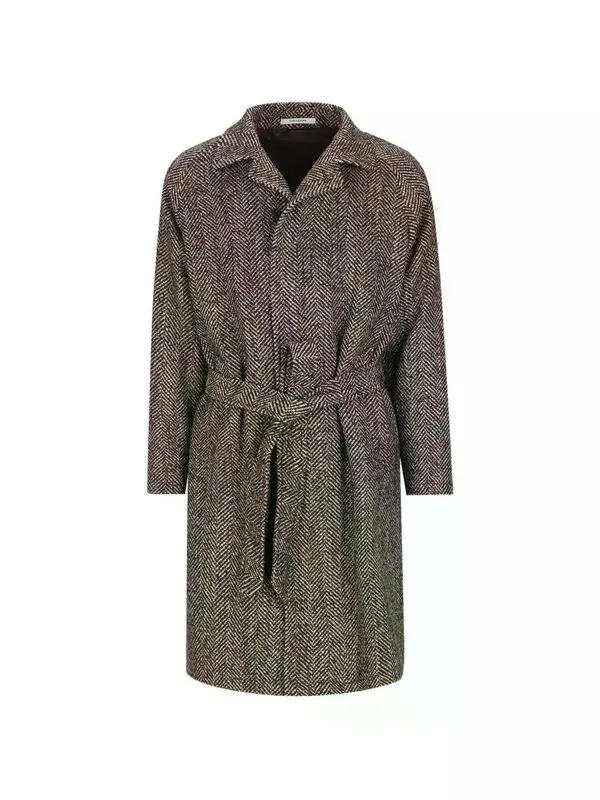 Tagliatore Herringbone-pattern Belted Coat