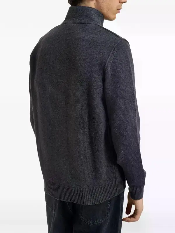 Stone Island Compass Patch Button-up Sweater - Grey