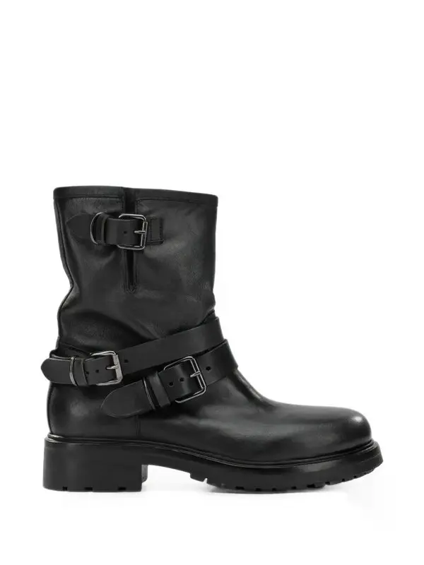 STRATEGIA SHOES Buckle-detail Leather Boots - Black