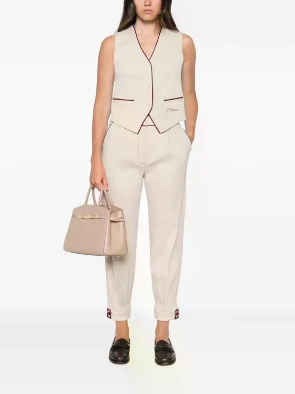 Antonio Marras Embroidered-logo Pinstriped Waistcoat