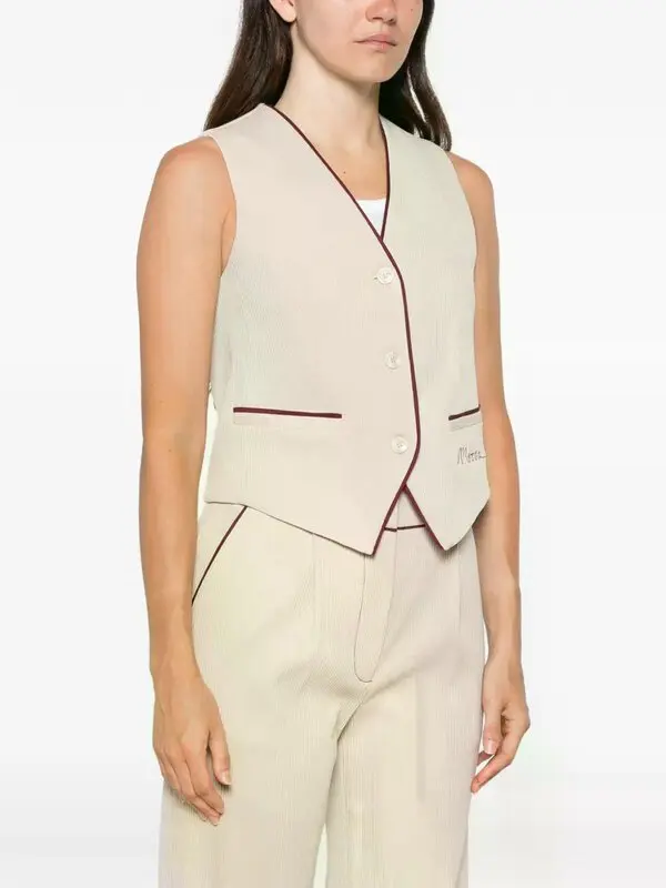 Antonio Marras Embroidered-logo Pinstriped Waistcoat