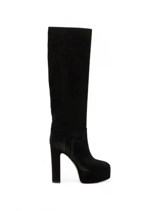 Casadei Renna Suede Platform Knee-high Boots - Black